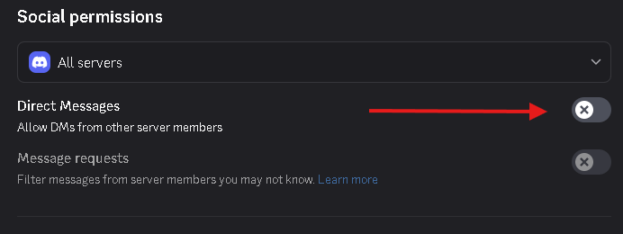 How to prevent scammers from sending you Direct Messages (DMs) on Discord.